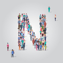 Big people crowd forming number two 2 shape Vector Image