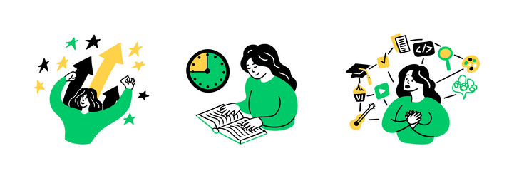 Cartoon color educational and self-development Vector Image