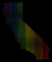 Bright pixelated california map Royalty Free Vector Image
