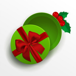 Empty open green gift box realistic Royalty Free Vector