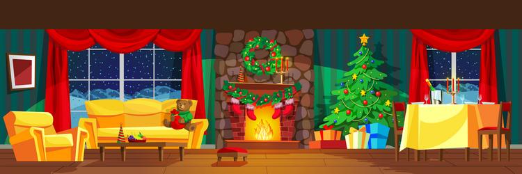 Santa claus in christmas room interior Royalty Free Vector