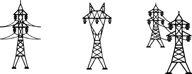High voltage electric post icon set on white backg