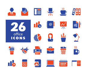 Office outline icon set sign Royalty Free Vector Image