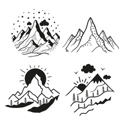 Set mountains collection stylized mountain Vector Image