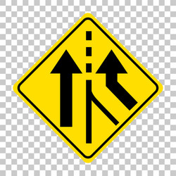 Yellow traffic warning sign on transparent Vector Image