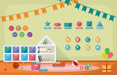 Kindergarten classroom interior children kids Vector Image