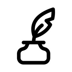 Quill with inkpot used for writing Royalty Free Vector Image