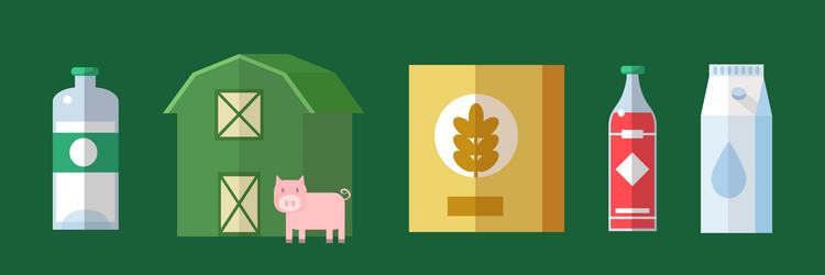 Farm organic bio food flat object set Royalty Free Vector
