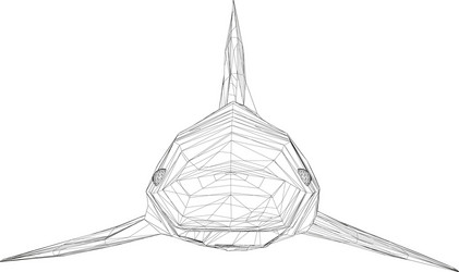 Wireframe low poly blue shark 3d side view Vector Image