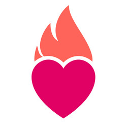Heart flaming fire hand drawn cartoon Royalty Free Vector