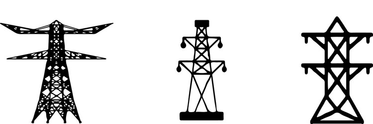 High voltage electric post icon set on white backg
