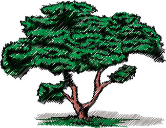 Pencil drawing of a field crops with tree Vector Image