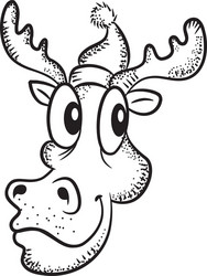 Cute christmas reindeer black outline with snow Vector Image