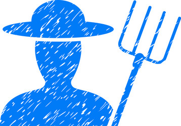 Farmer with pitchfork icon grunge watermark Vector Image