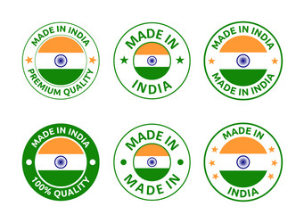 Made in india labels set republic Royalty Free Vector Image