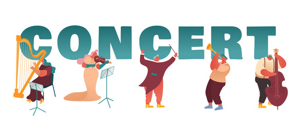 Mini orchestra playing classical music Royalty Free Vector