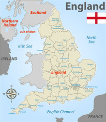 Map england with districts Royalty Free Vector Image
