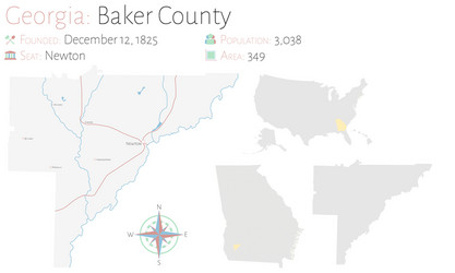 Map in baker county georgia Royalty Free Vector Image