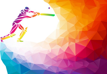 Abstract cricket player multi color bright Vector Image