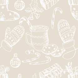 Christmas seamless pattern texture hand drawing Vector Image