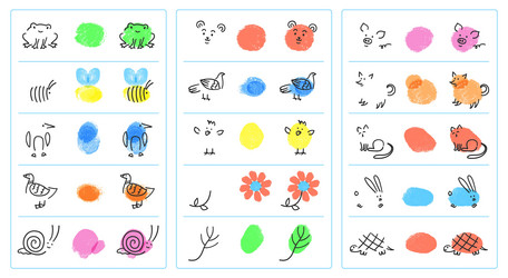 Finger drawing for kids animals and characters Vector Image