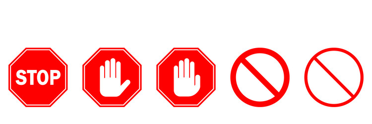 Red stop sign isolated hand signs Royalty Free Vector Image