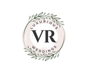 Vr initials letter wedding monogram logos Vector Image