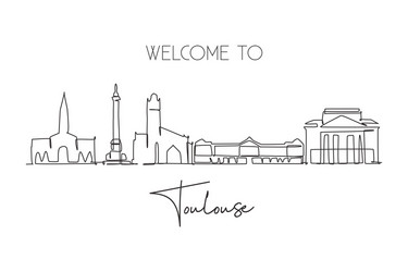 Toronto city one line drawing Royalty Free Vector Image
