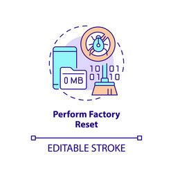 Perform factory reset turquoise concept icon Vector Image