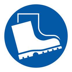 Warning wear protective footwear sign Royalty Free Vector