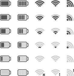 Mobile status bar icon gsm battery levels wifi Vector Image