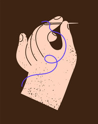 Golden needle with a thread in the form of heart Vector Image