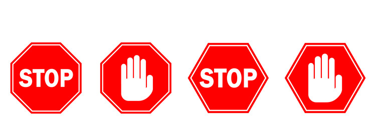 Red stop sign isolated hand signs Royalty Free Vector Image