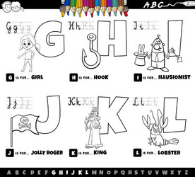 Alphabet coloring book page with outline clip art Vector Image