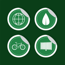 Green energy round stickers collection Royalty Free Vector