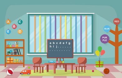 Kindergarten classroom interior children kids Vector Image
