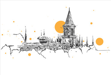 Drawing sketch topkapi palace istanbul Royalty Free Vector