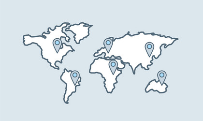 Earth map with location point marks flat Vector Image