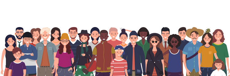 Multinational group people isolated on white Vector Image