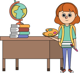 School education girl cartoon Royalty Free Vector Image