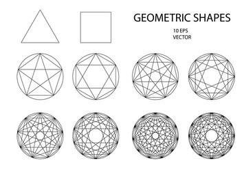 Geometric 3d crystal line shapes set Royalty Free Vector