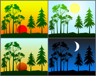 Morning day evening and night sky Royalty Free Vector Image