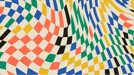 1970 retro trippy wave checkered pattern groovy Vector Image
