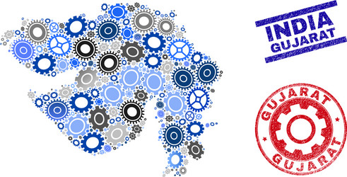 Collage service gujarat state map and quality Vector Image