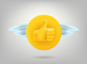Thumbs up icon with new label mobile application Vector Image