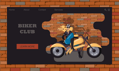 Website template biker club rocker subculture Vector Image