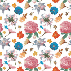 Peony flower seamless pattern drawing hand Vector Image