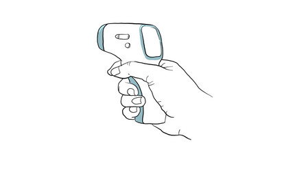 Hand holding temperature checker machine vect Vector Image