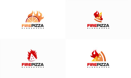 Fire pizza logo designs concept hot Royalty Free Vector