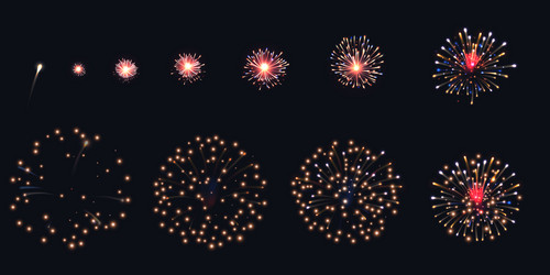 Realistic firework animation 3d frame Royalty Free Vector